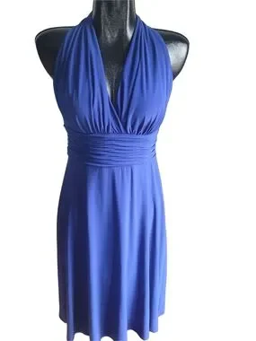 Evan Picone | Dresses | Evan Picone Royal Blue Halter Vneck Midlength ...